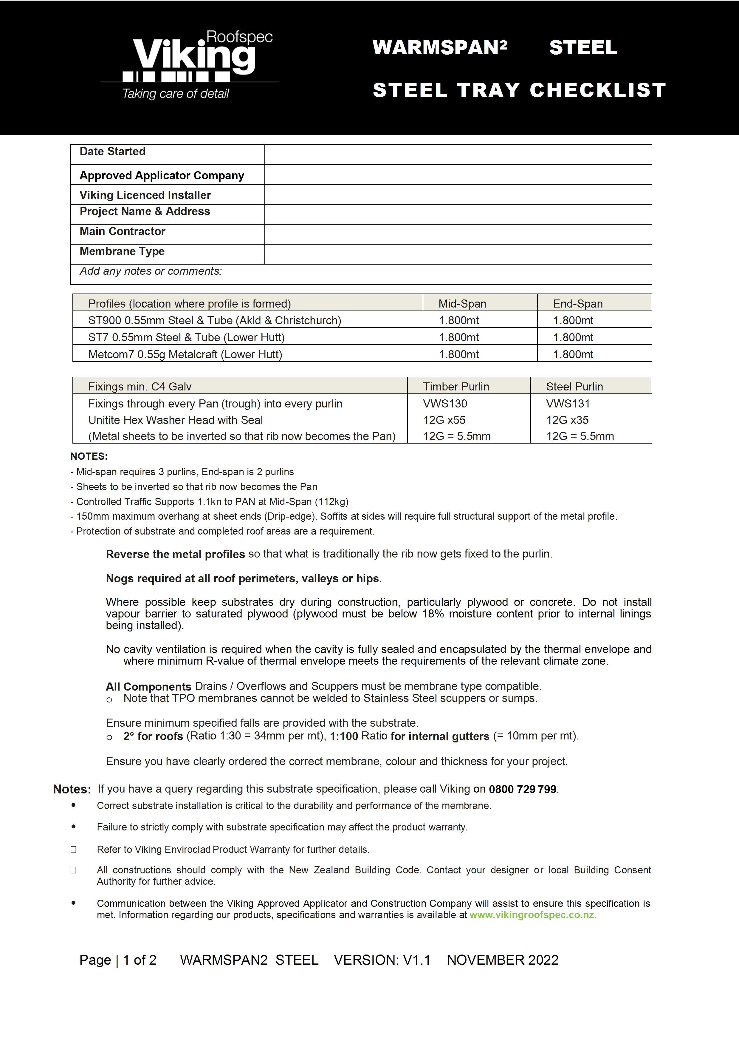 WarmSpan2 Substrate Checklist - Steel Tray | Waterproofing & Roofing ...