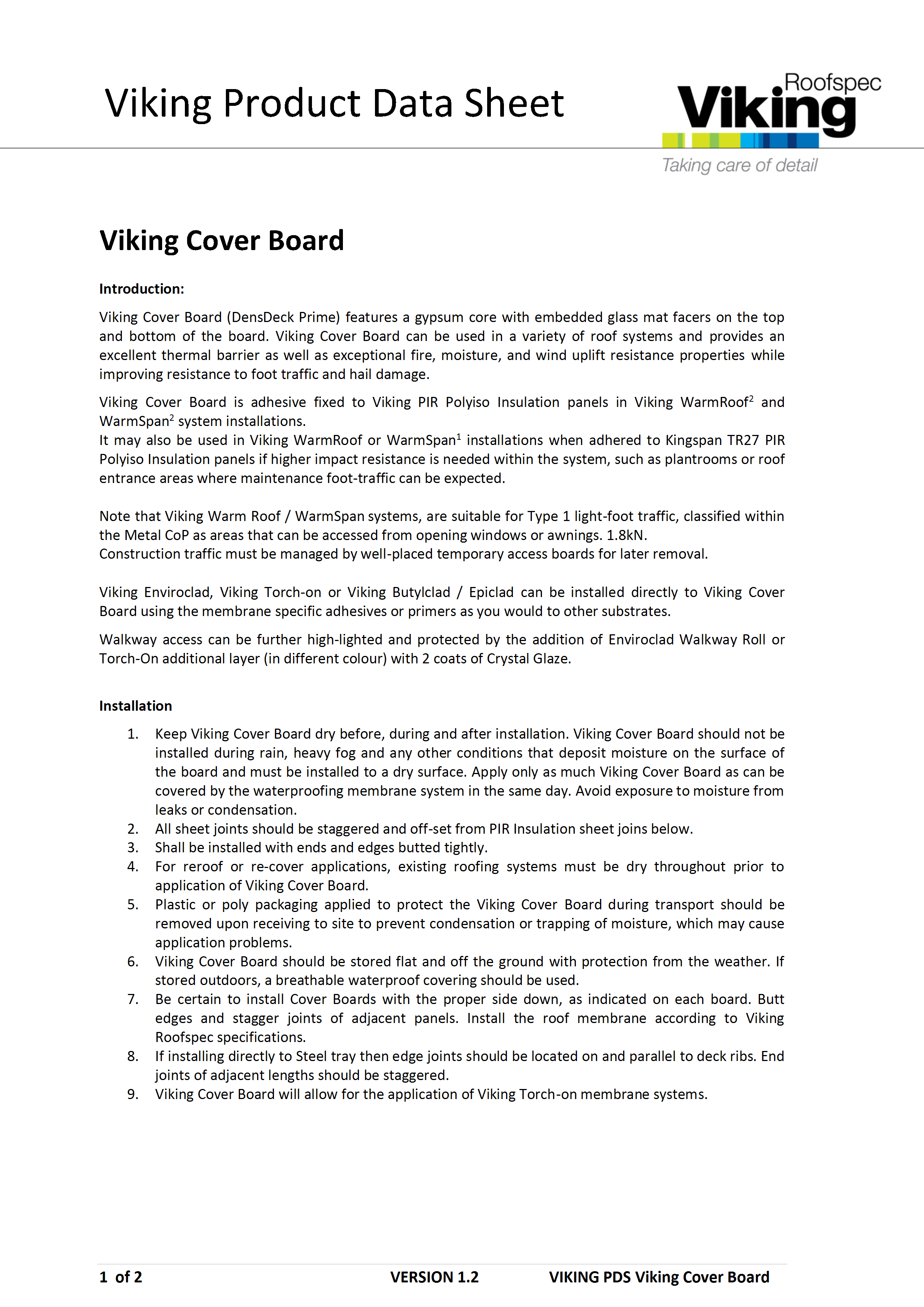 Cover Board - Product Data Sheet | Waterproofing & Roofing Systems