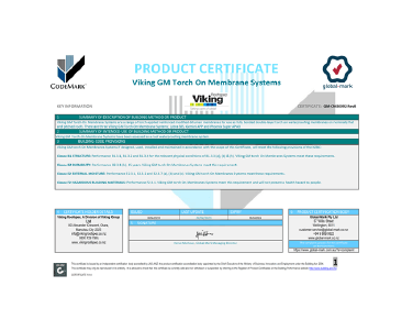 Torch-On CodeMark Certificate | Waterproofing & Roofing Systems